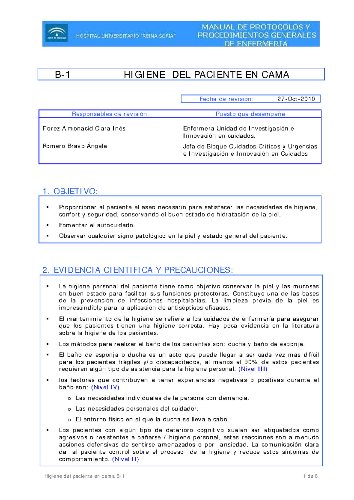 HIGIENE DEL PACIENTE EN CAMA - Guía de Procedimientos y Recomendaciones ...