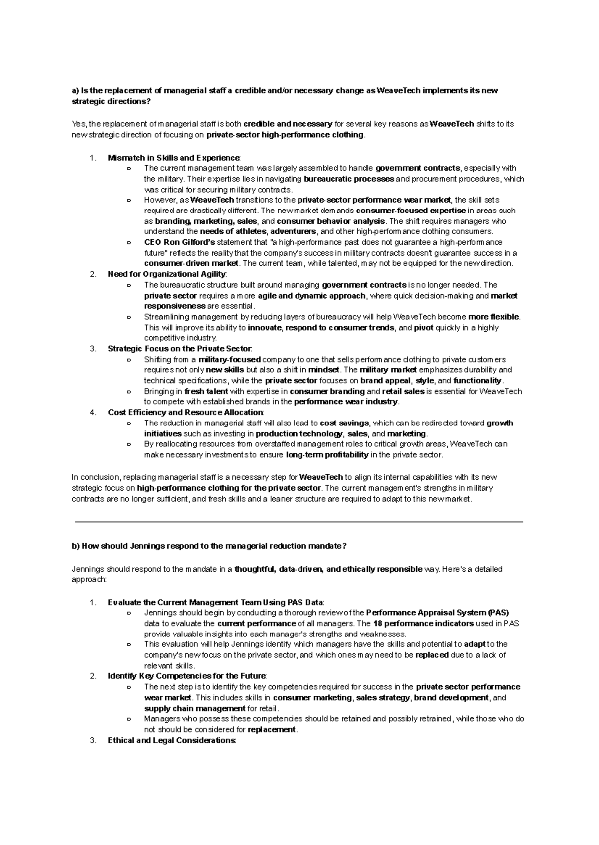 Untitled document - Nnmm - a) Is the replacement of managerial staff a ...