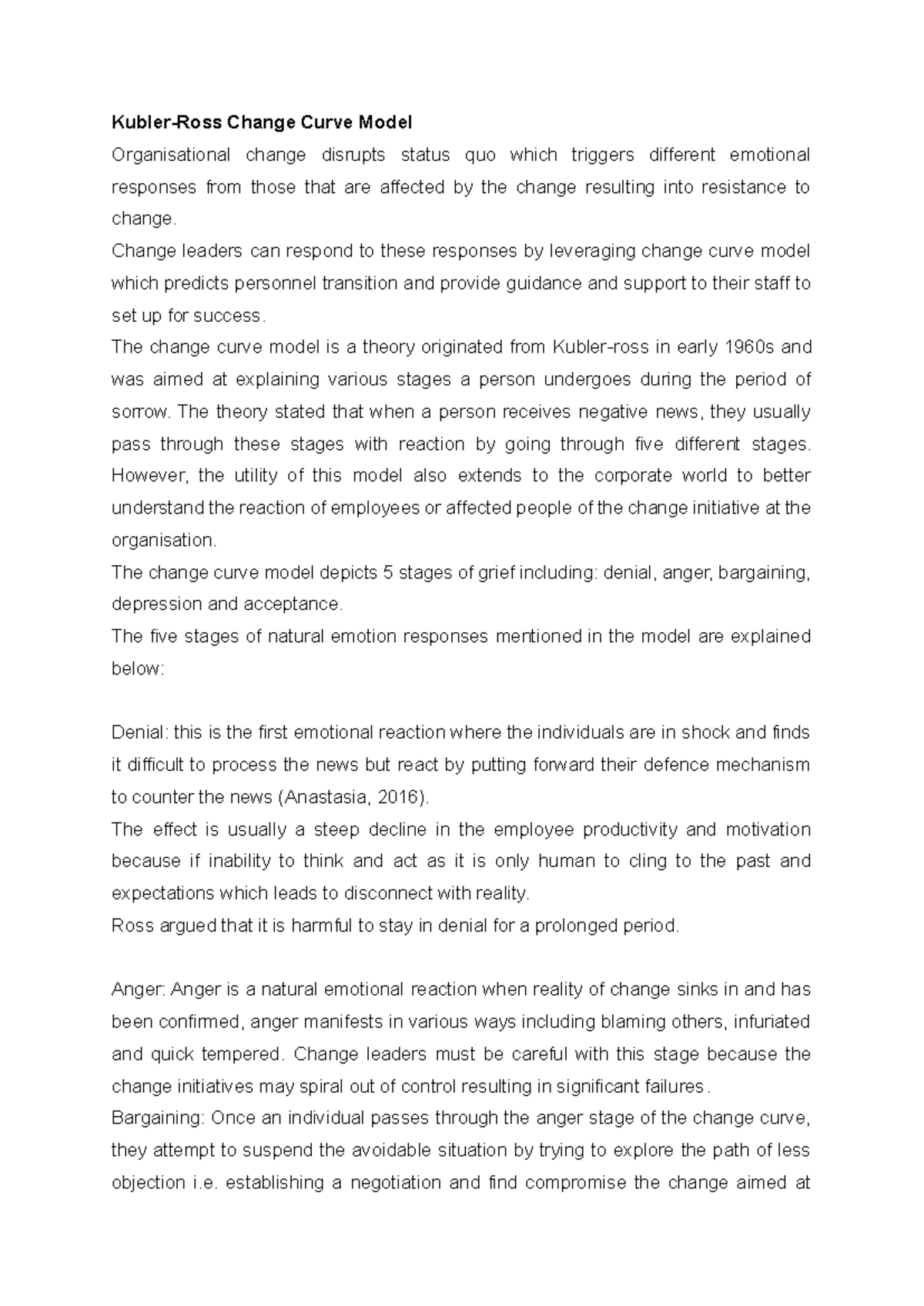 Change Curve Model: Understanding Emotional Responses to Org Change ...