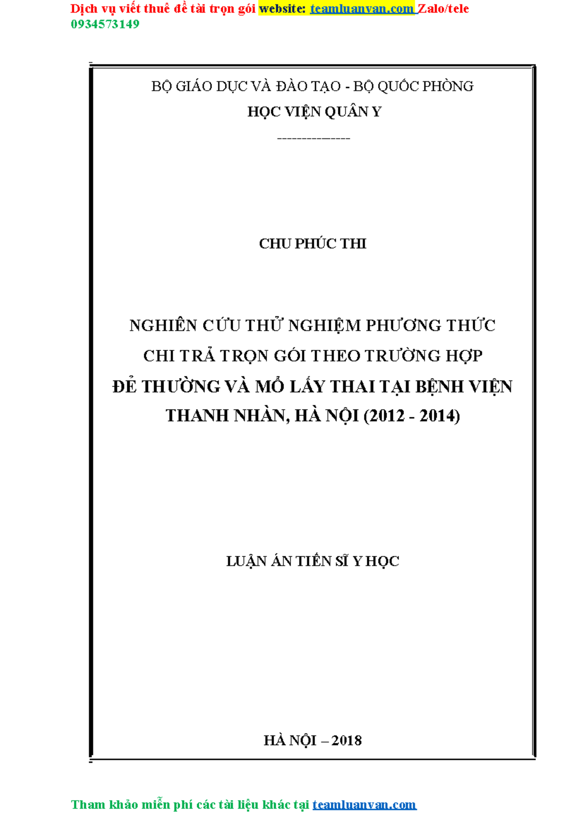 Nghiên Cứu Thử Nghiệm Phương Thức Chi Trả Trọn Gói Theo Trường Hợp Đẻ ...