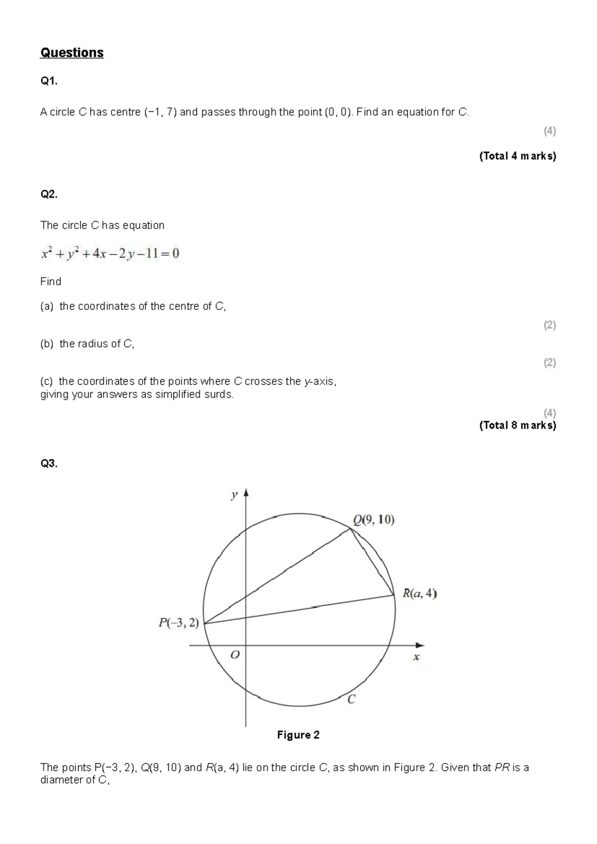 Circles - Maths Work: Questions & Solutions for Q1 to Q13 - Studocu