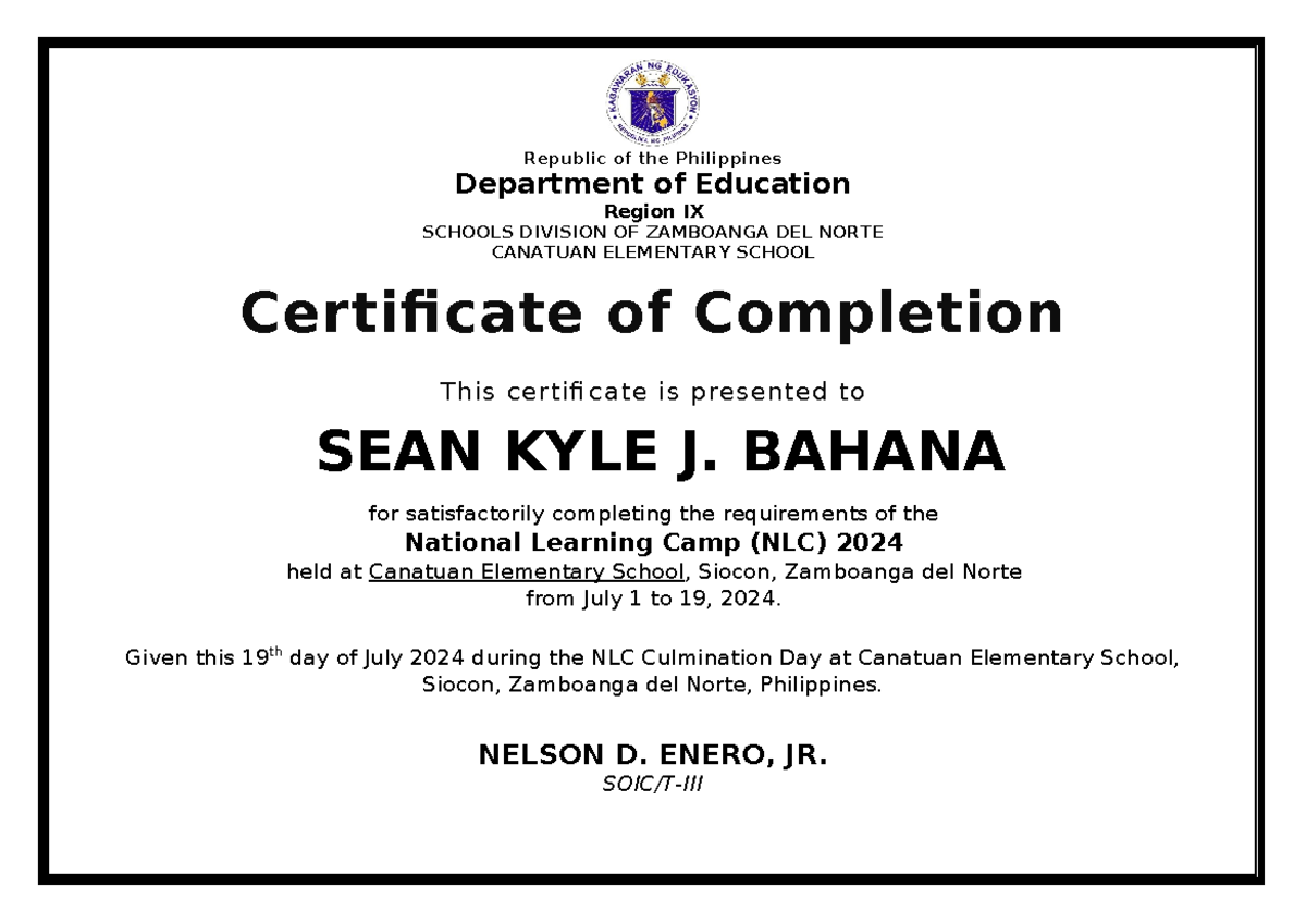 V2-NLC-Certificate-of-Completion Learner - SEAN KYLE J. BAHANA ...