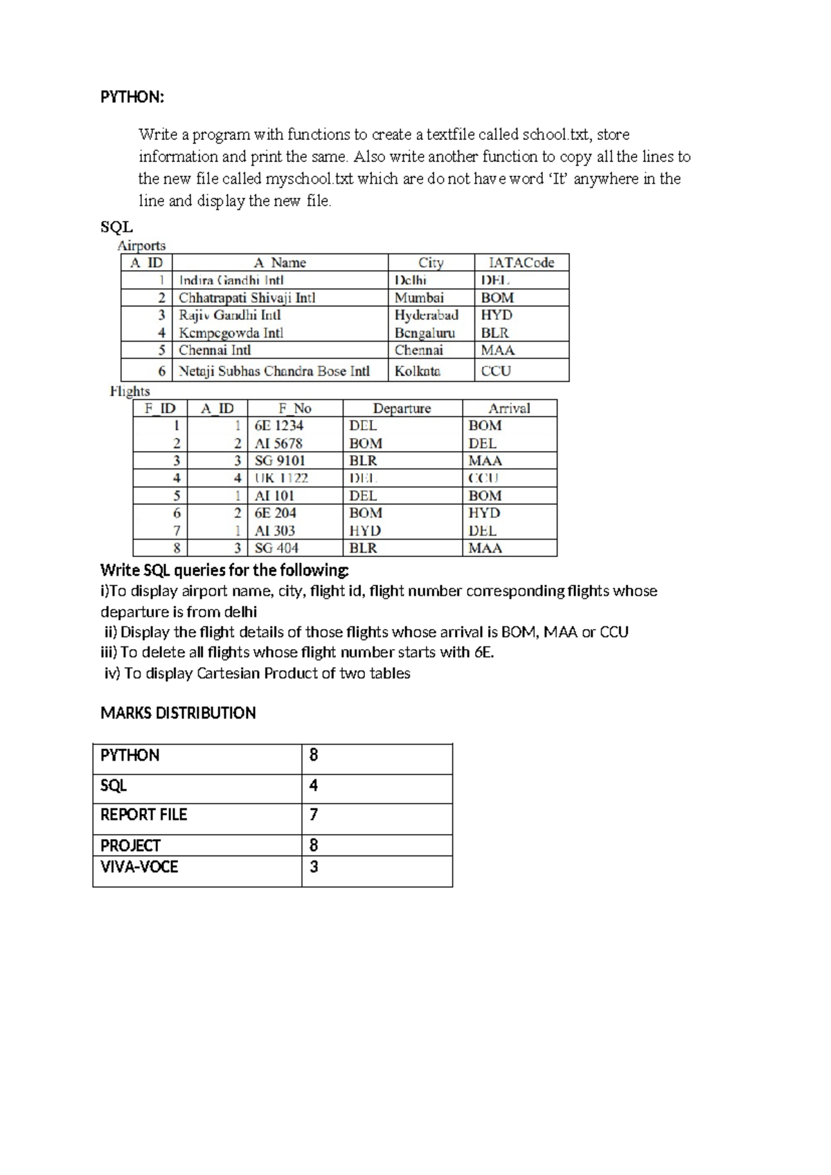 PYTHON & SQL: Functions for File Handling & Queries - SET6(ORI) - Studocu