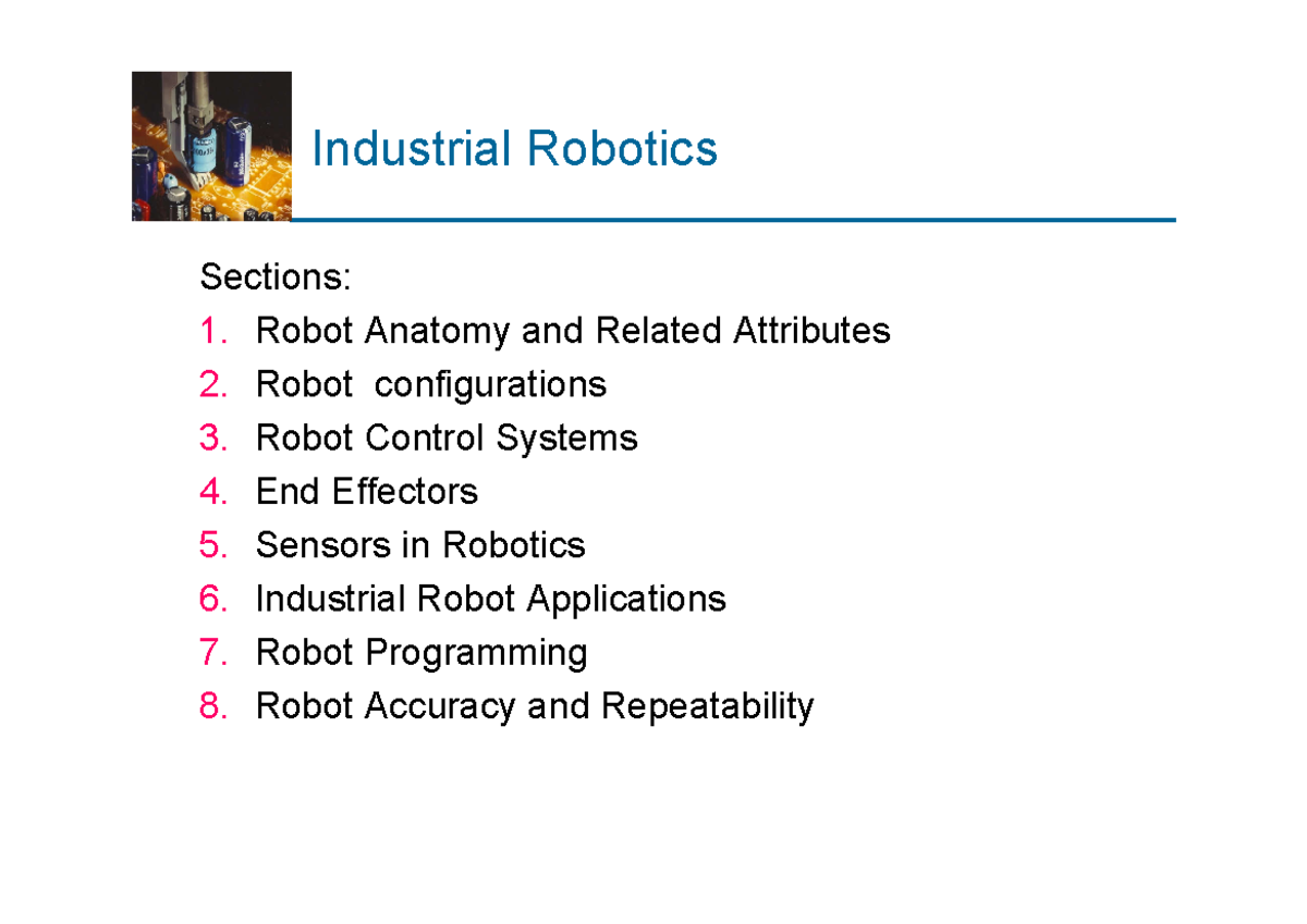 Industrial Robotics: Key Concepts and Configurations - Studocu