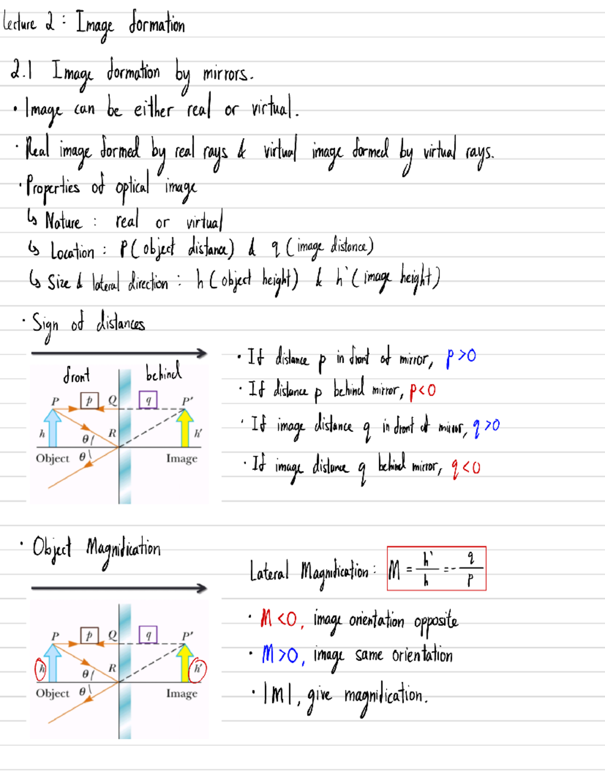 Optics Lecture 2: Image Formation and Spherical Mirrors Overview - Studocu