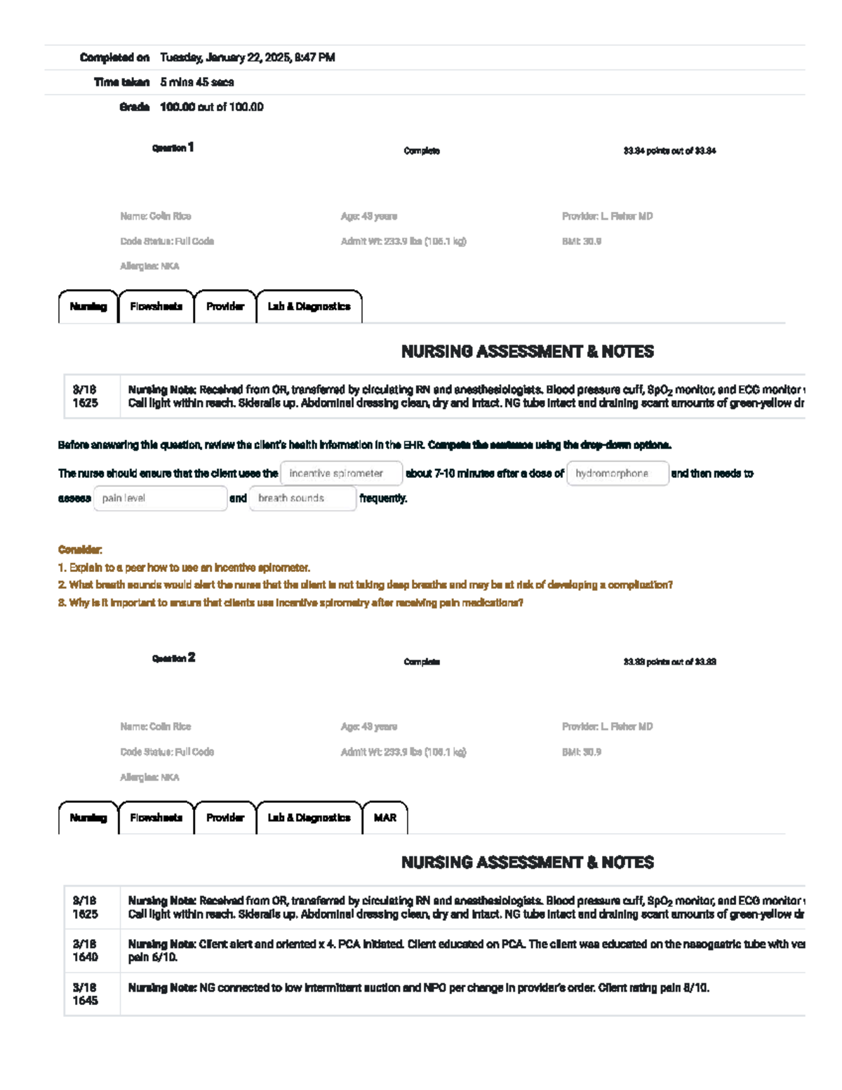 NURS 101: Nursing Assessment Notes & Pain Management Strategies - Studocu