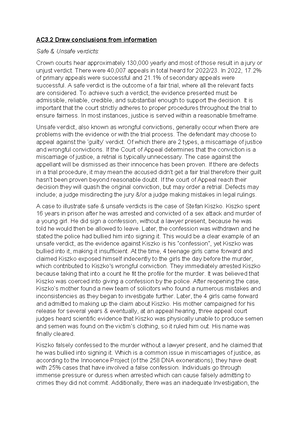 AC1.1 Model Answer - Unit 3 – Crime scene to Courtroom AC1 Model Answer ...