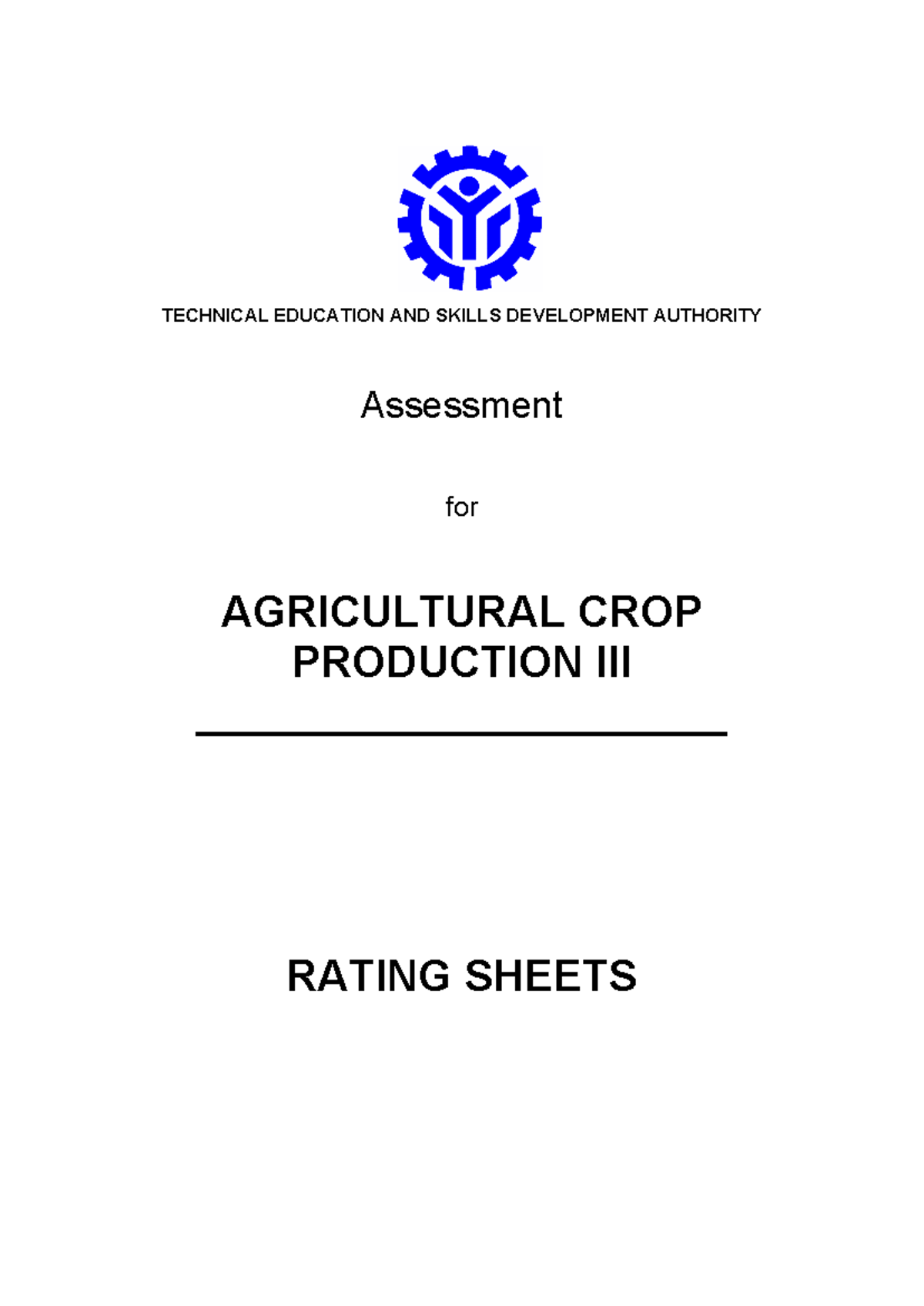 Rating-Sheet coc 3 - for assessment - TECHNICAL EDUCATION AND SKILLS ...