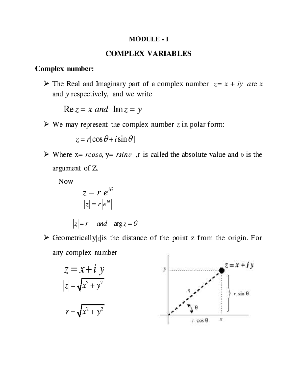 M3 Complex Variables Key Concepts And Analytic Functions Notes Studocu