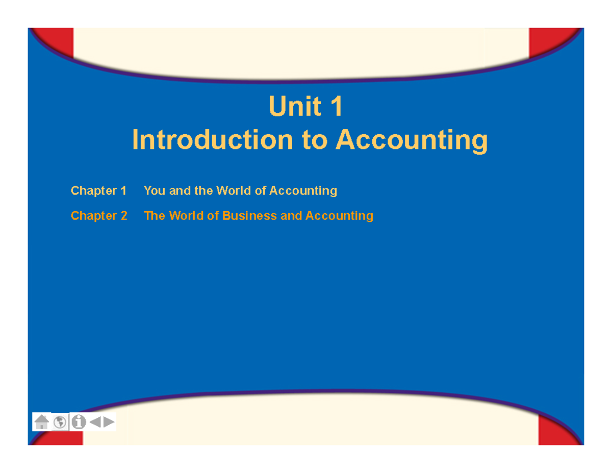 Introduction to Accounting - Unit 1 Introduction to Accounting Chapter ...