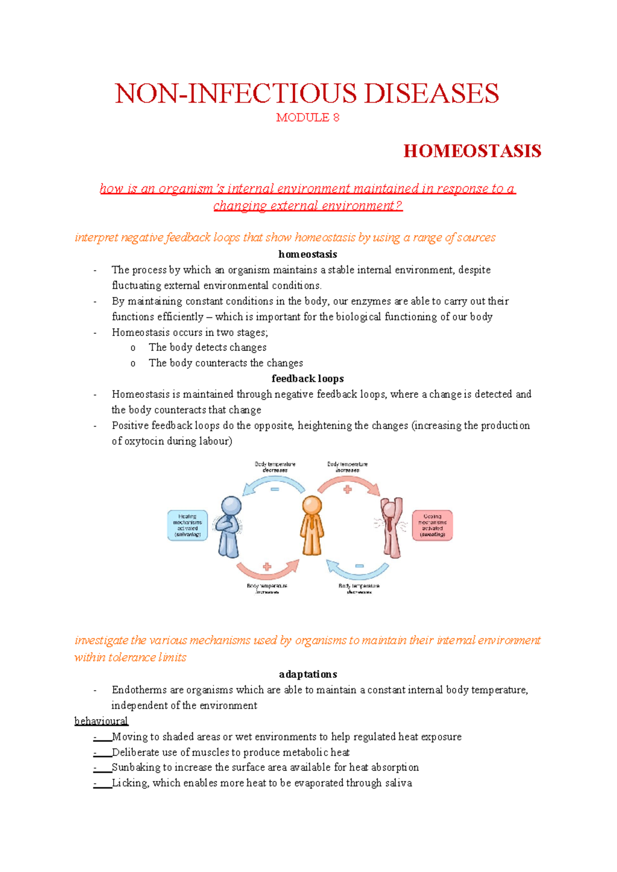 Detailed Notes on Module Eight - Non-Infectious Diseases - NON ...