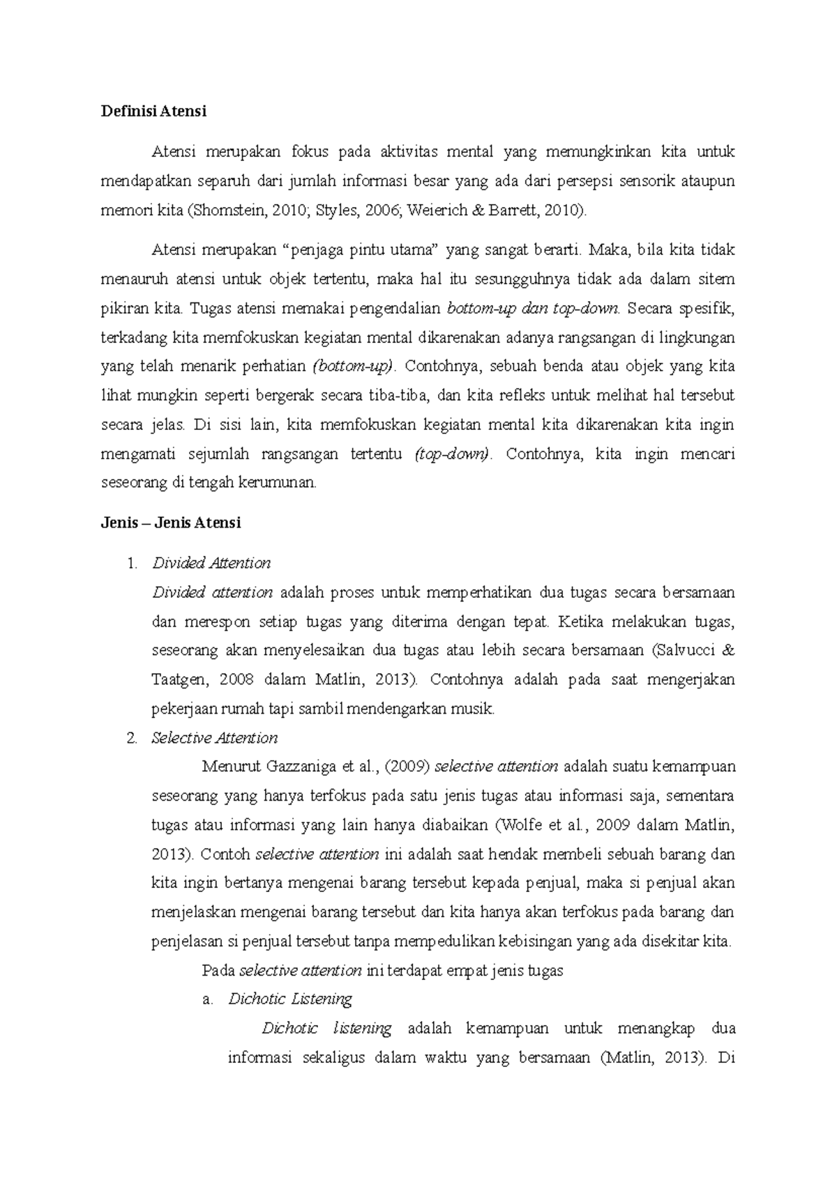 Definisi dan Jenis-Jenis Atensi - KJ9IOP - Studocu