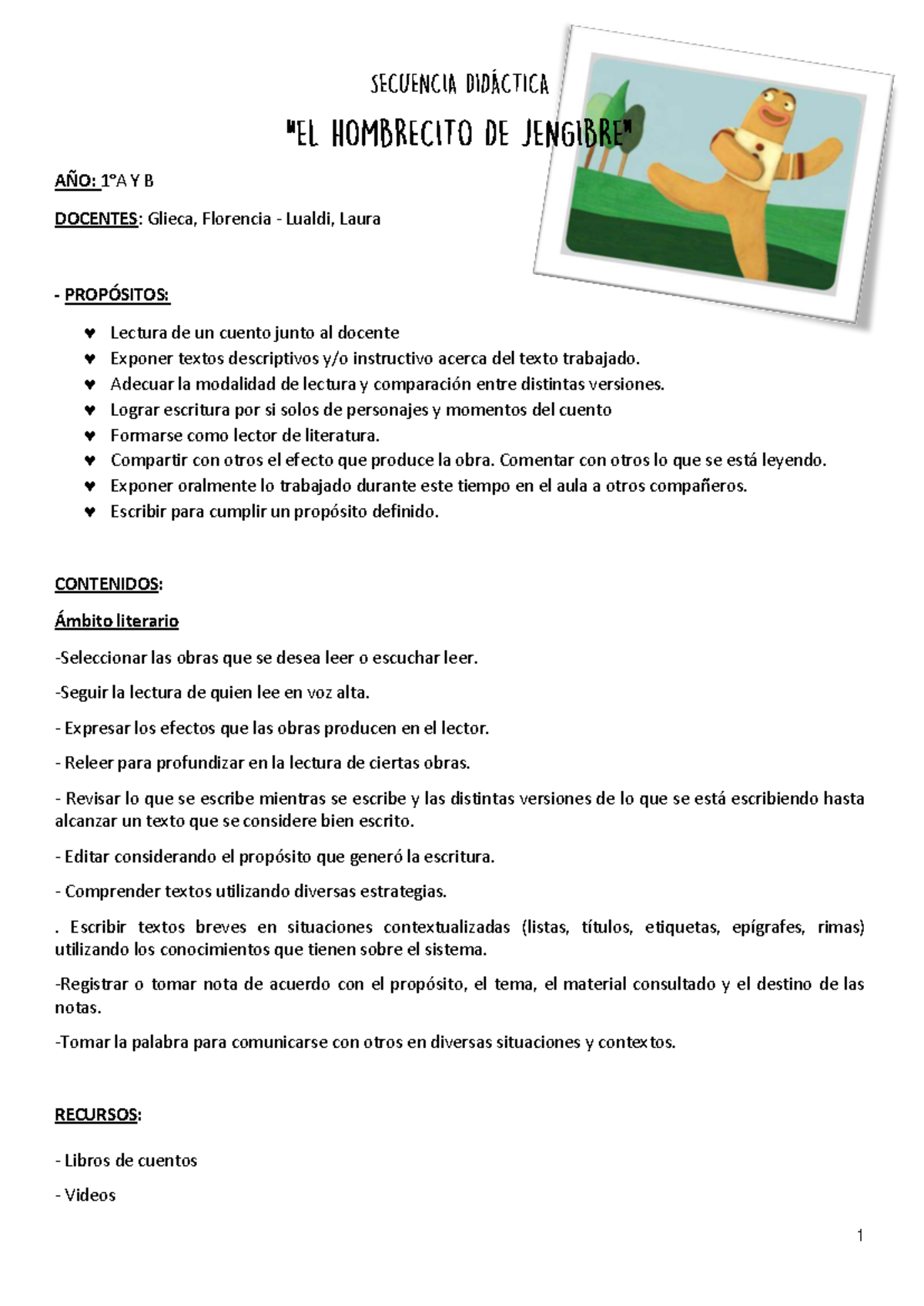 Secuencia Didáctica: El Hombrecito de Jengibre - 2025 - Studocu