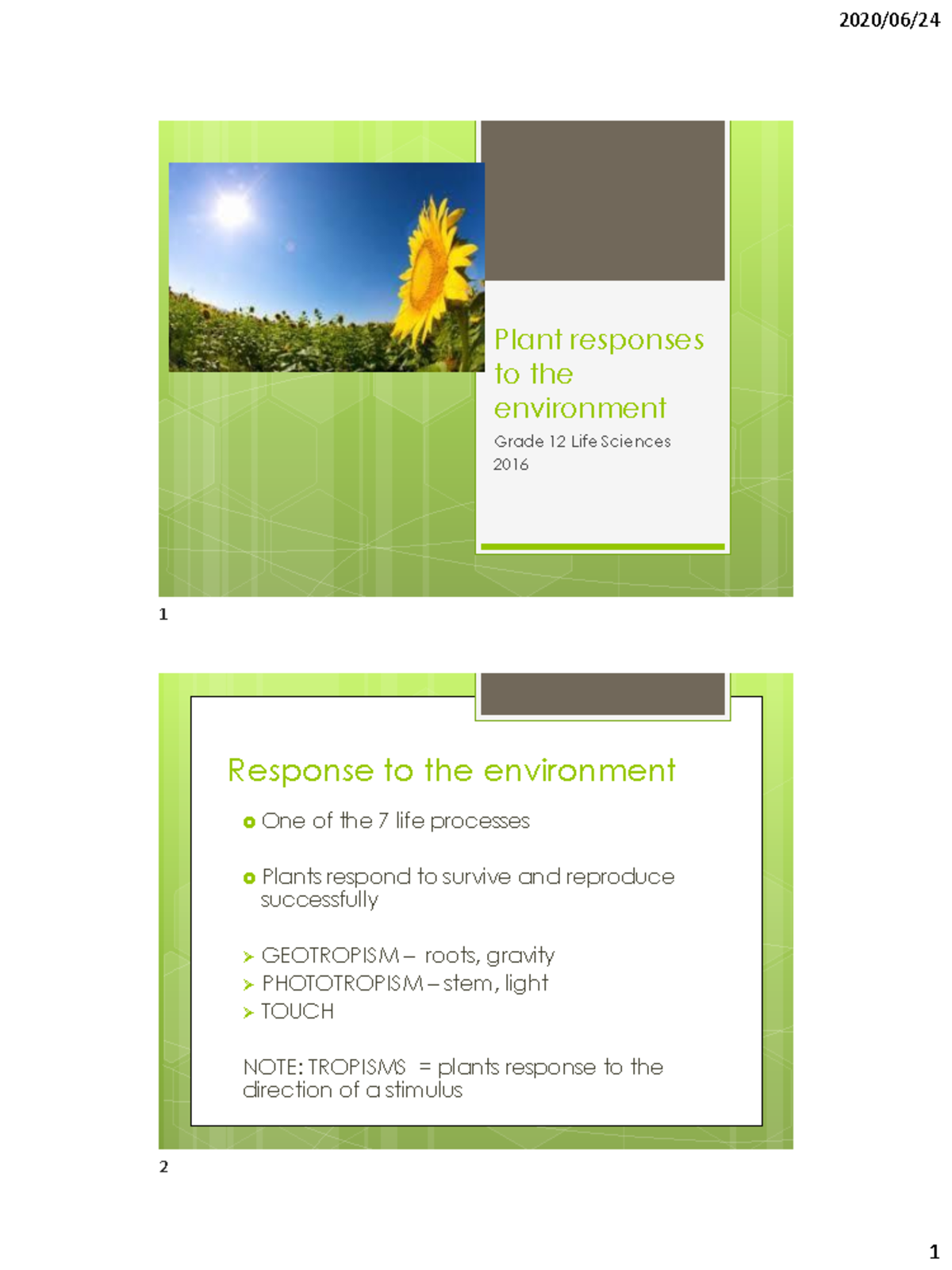 Grade 12 Life Sciences: Plant Responses to Environmental Stimuli - Studocu