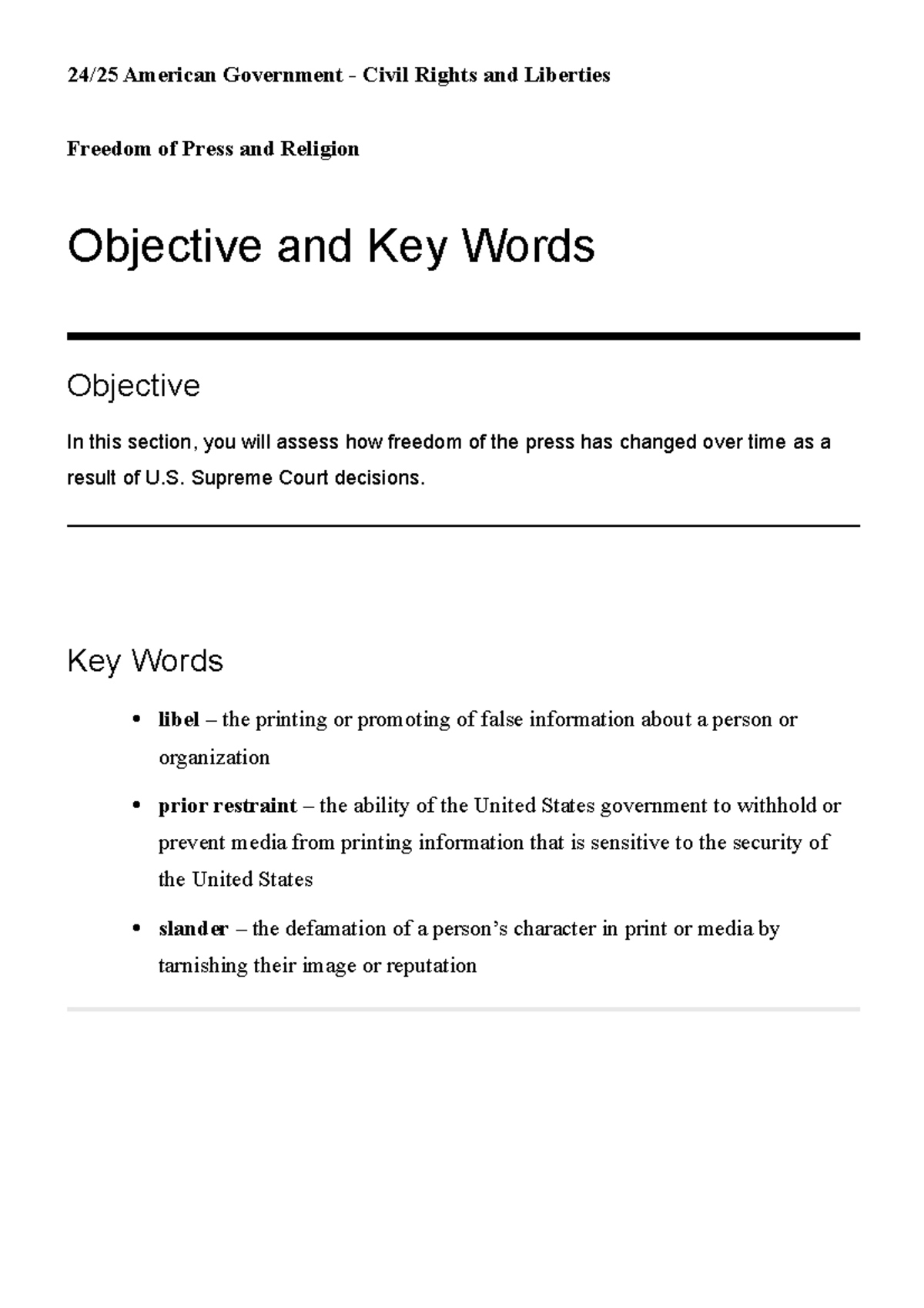 Limits of Freedom: Analyzing First Amendment Rights in U.S. Law - Studocu