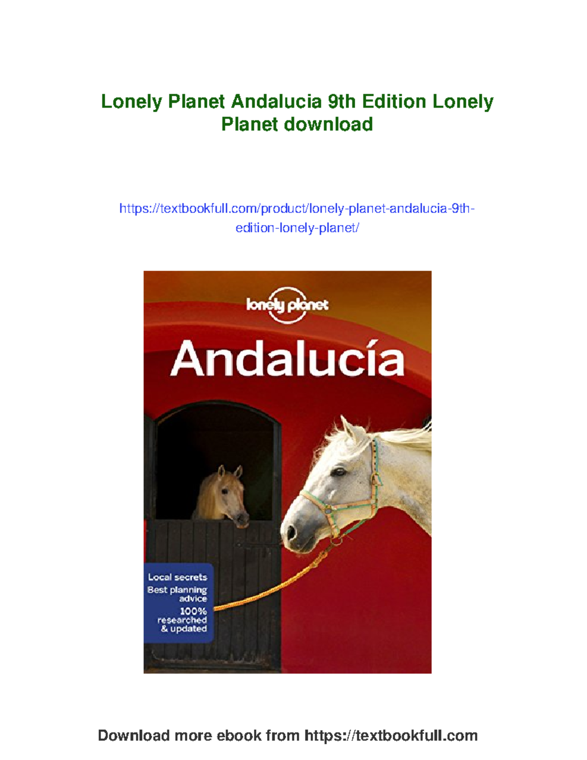 Lonely Planet Andalucía 9th Edition: Essential Travel Guide - Studocu