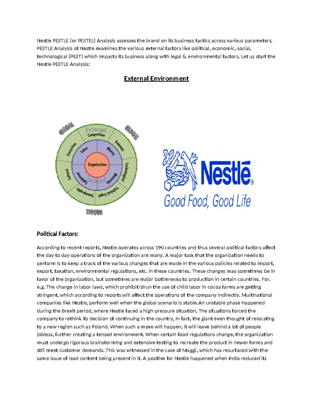 Nestle PESTLE Analysis: Exploring External Factors Impacting Success ...