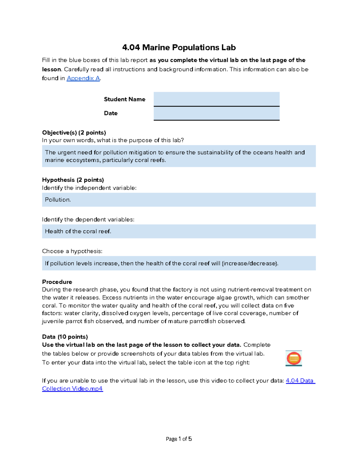 Copy of 4.04 Lab Report Template Rev 2022 - 4 Marine Populations Lab ...