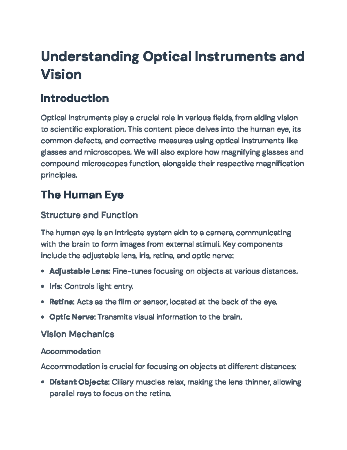 Optical Instruments & Vision Mechanics: Understanding Lenses & Function ...