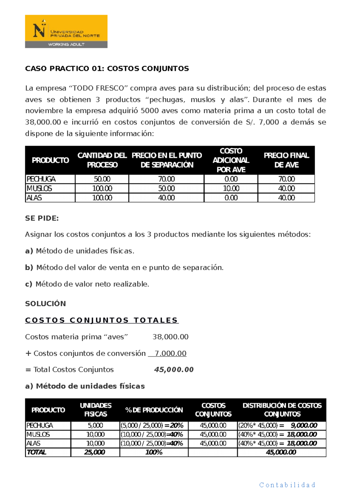 Casos Practicos Costos Conjuntos - CASO PRACTICO 01: COSTOS CONJUNTOS La empresa “TODO FRESCO ...