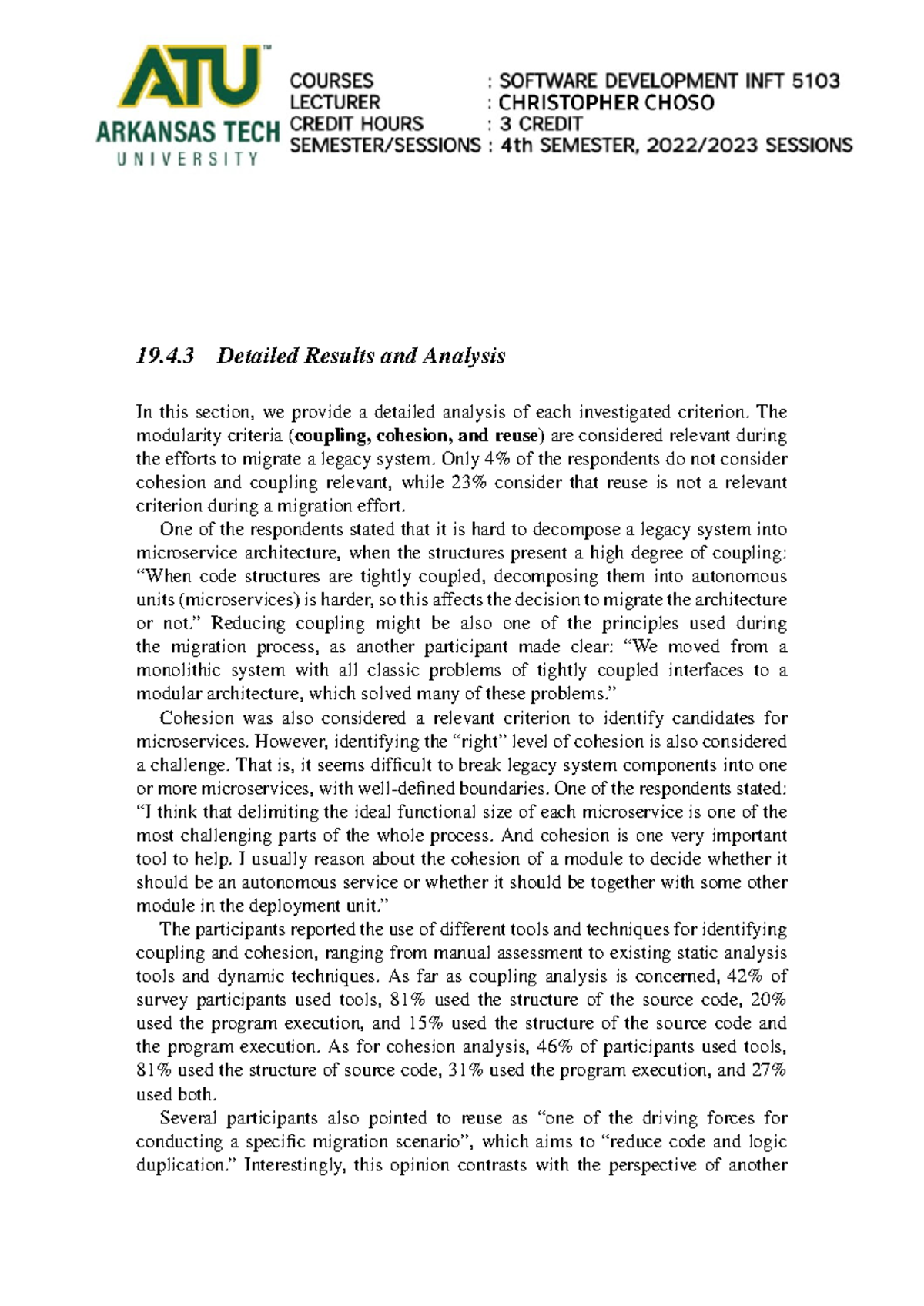 INFT5103 Arkansas TECH University 2022 Software Development Bab-376 ...