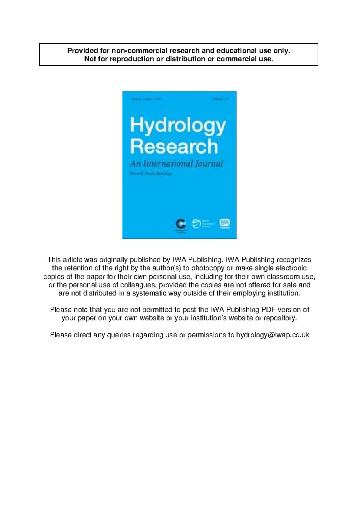 History and Perspectives of Hydrological Catchment Modelling (Hydrology ...