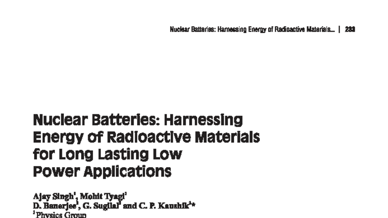 Nuclear Batteries: Exploring Radioactive Energy for Low Power ...