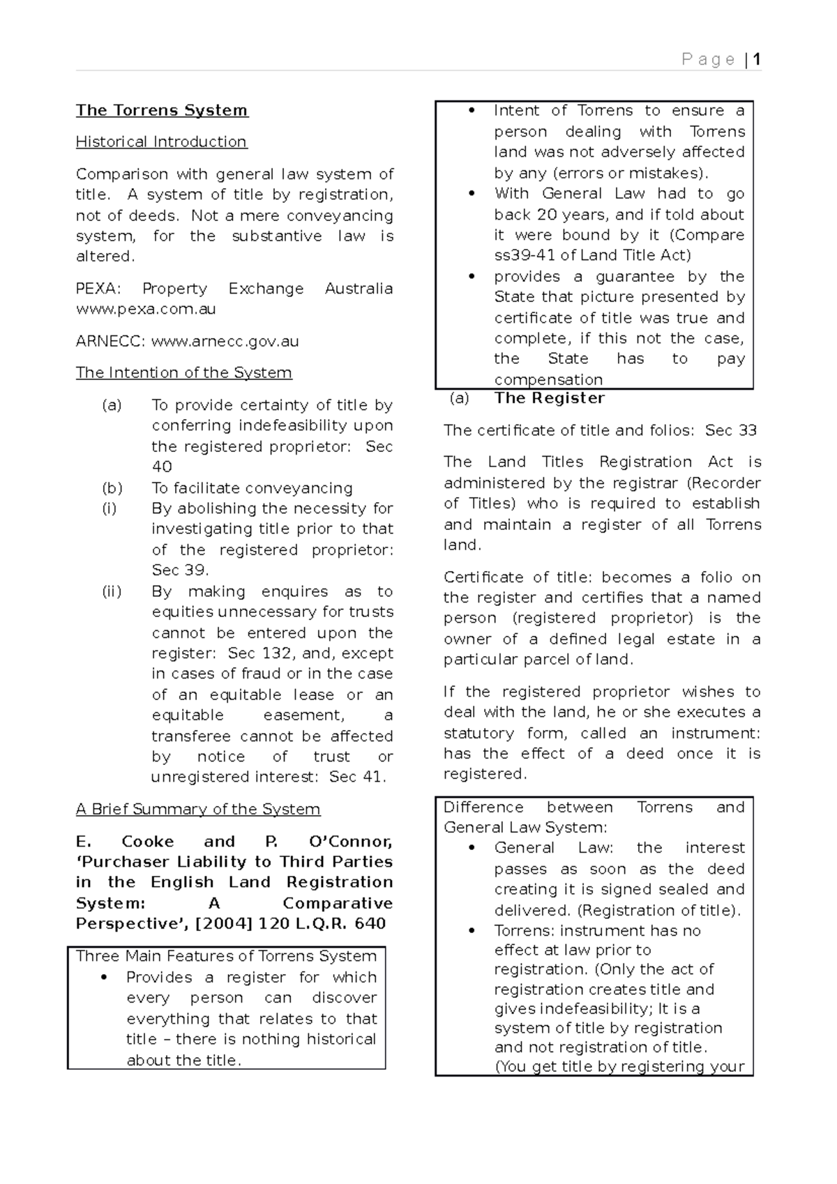 Torrens System Overview: Key Concepts and Legal Implications - Studocu