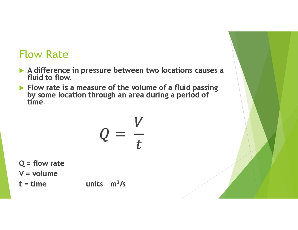 Unit 3 Lecture Notes: Fluid Dynamics Concepts and Principles - Flow ...