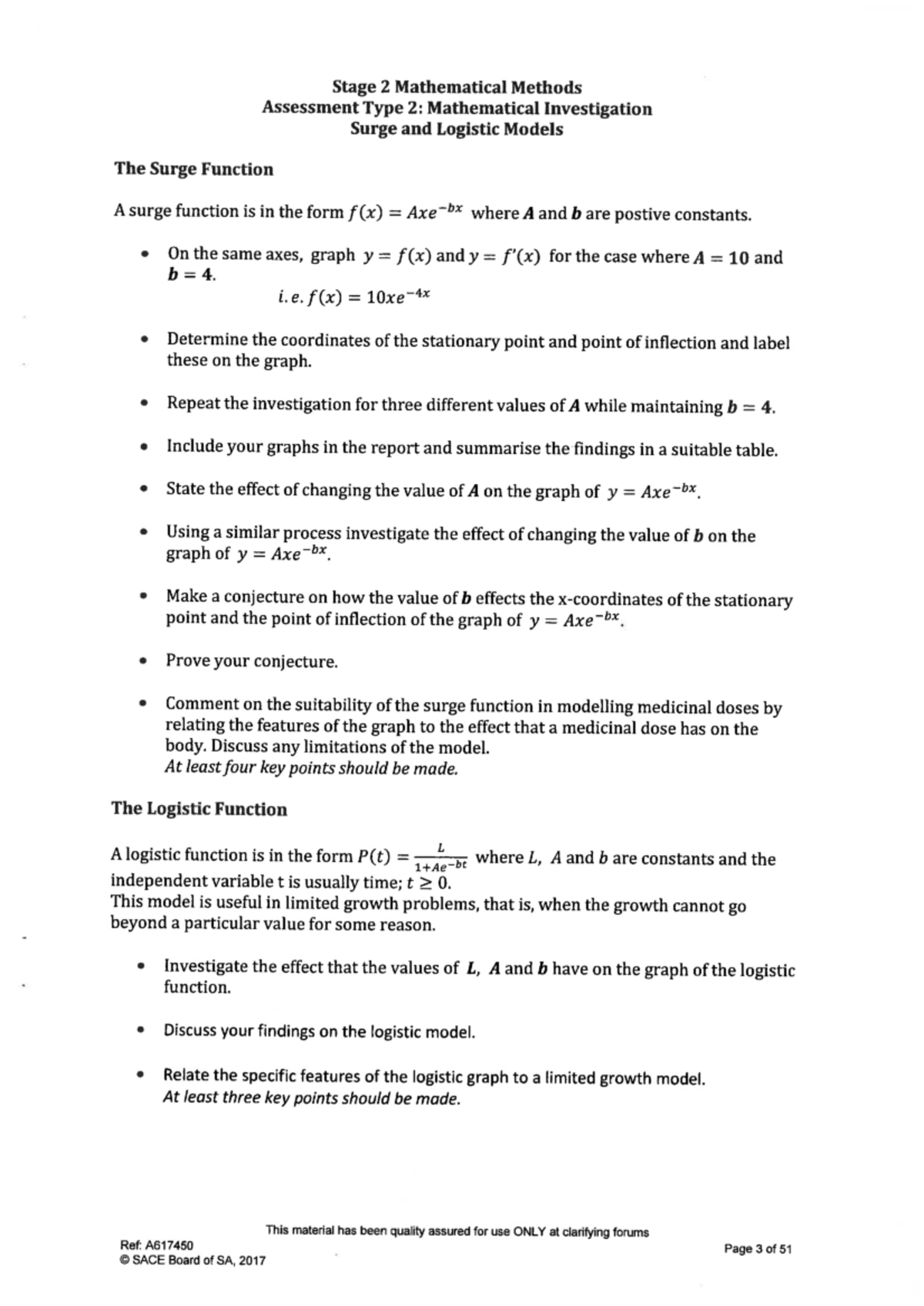 Mathematical Investigation of Surge and Logistic Models for A+ Assessment - Studocu