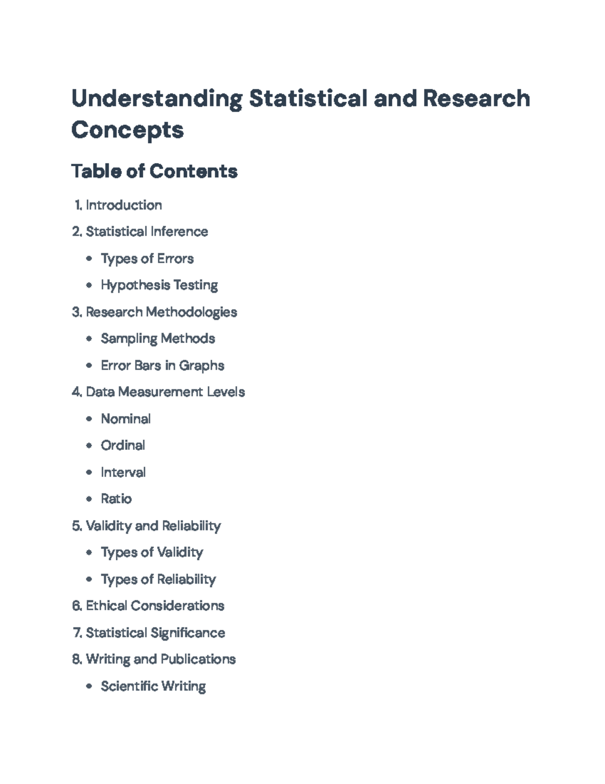 Understanding Statistical Concepts And Research Methodology Guide