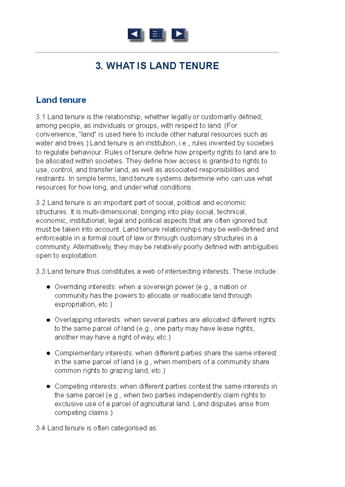 Lecture Notes on Land Tenure - Course Code 3: Understanding ...