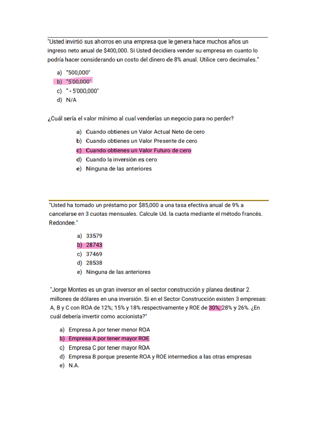 Preguntas parcial fi corpo - Finanzas corporativas - UPC - Studocu