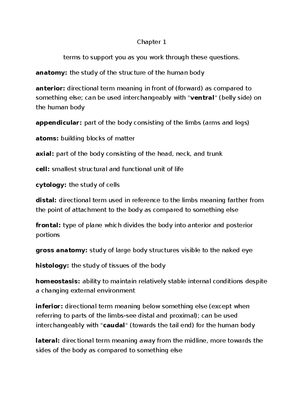Chapter 1 - Key Terms in Anatomy and Body Structure - Studocu