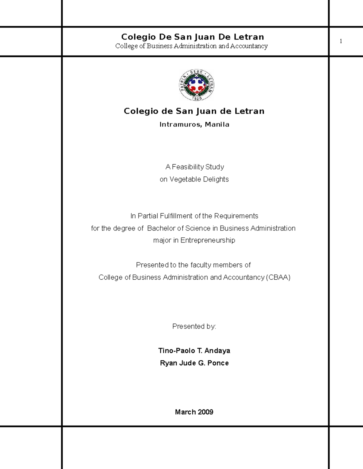 A Sample FS using our Format - College of Business Administration and ...