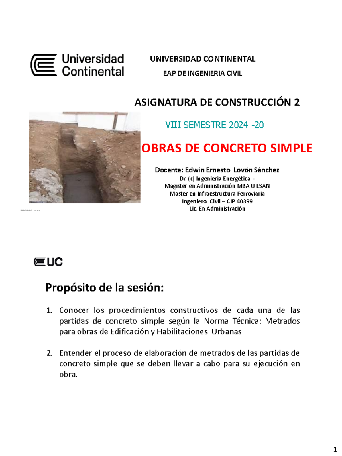 Construcción 2 - Semana 03 2024-20: Obras de Concreto Simple - Studocu