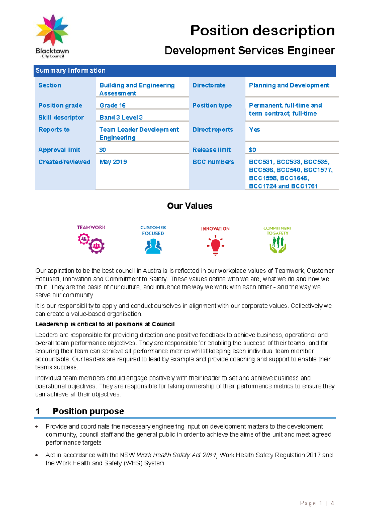 BCC Development Services Engineer Position Description and Summary ...