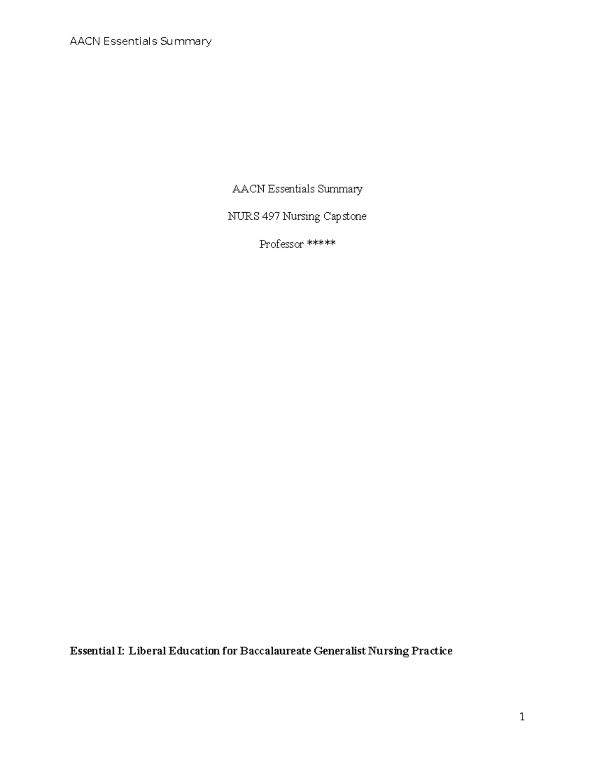 AACN Essentials Summary - This fundamental skill establishes a ...