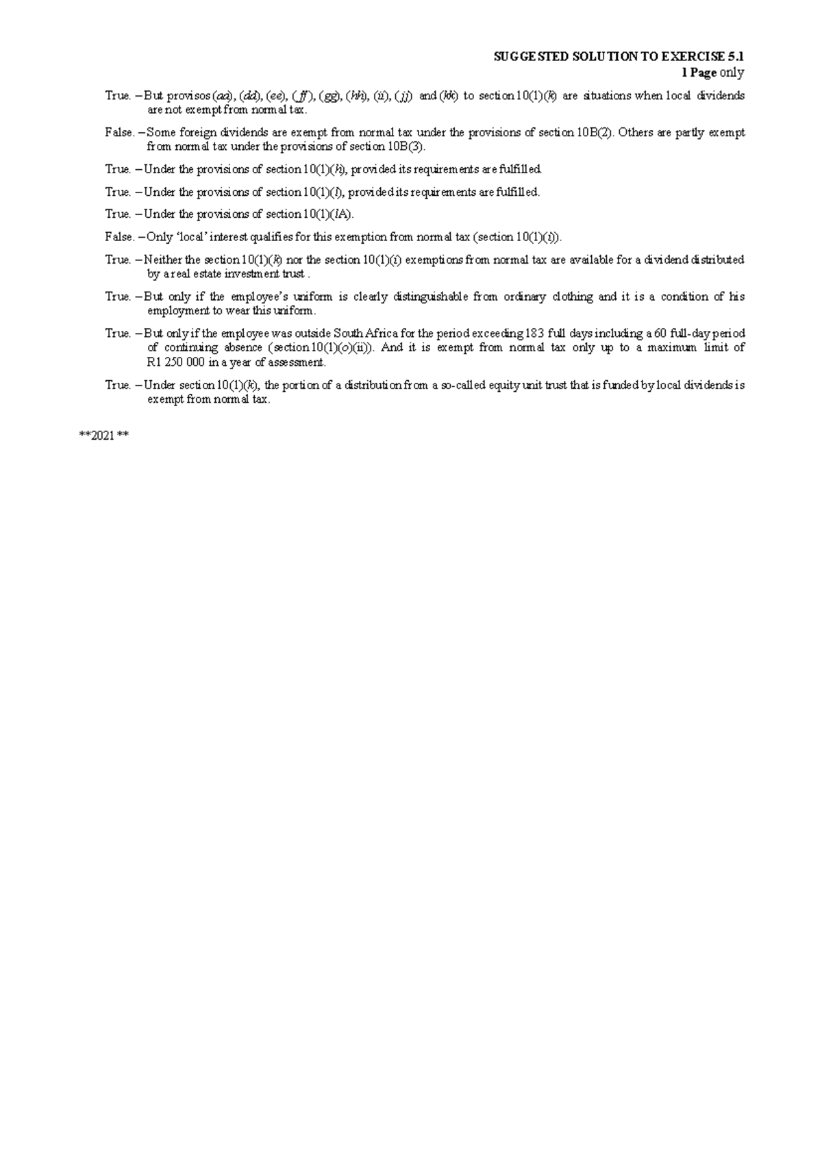 SA Income Tax Solutions - Grade Questions Sol05 - 2021 Edition - Studocu