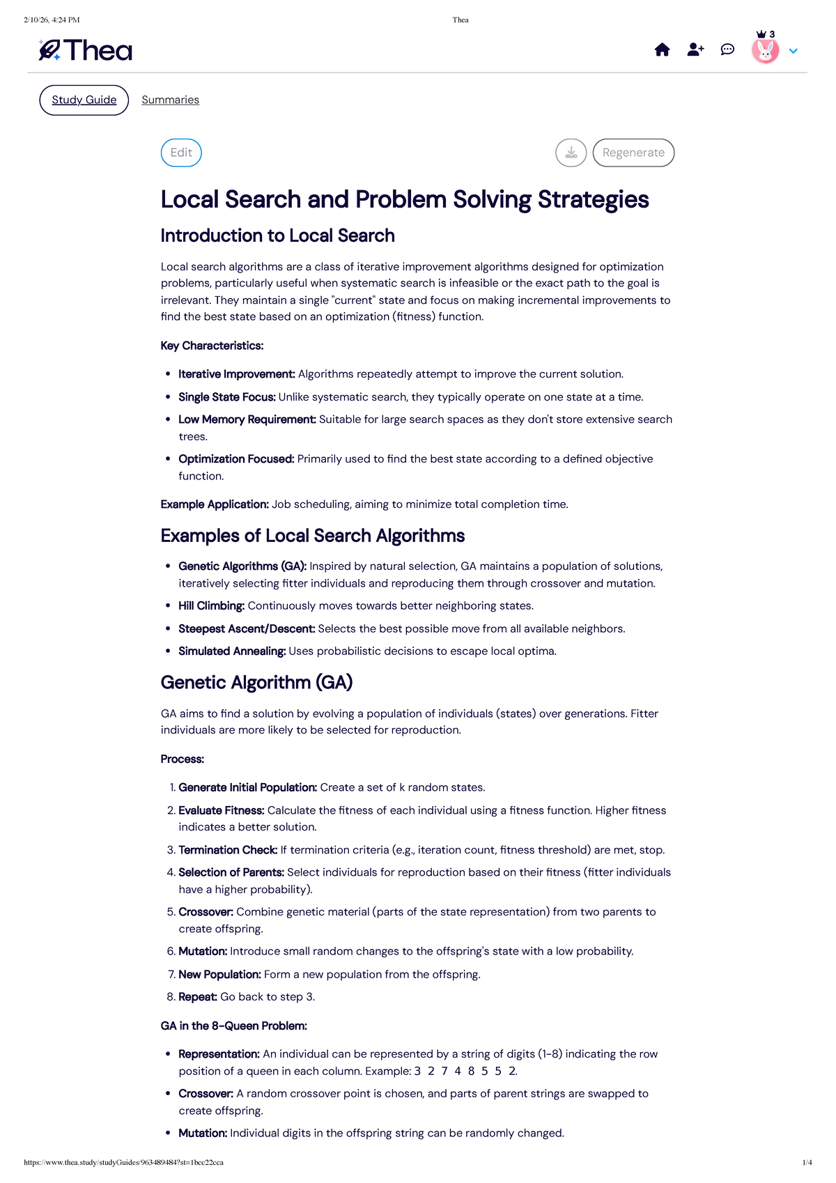 AI 4:24 PM Study Guide: Local Search & Problem Solving Strategies - Studocu