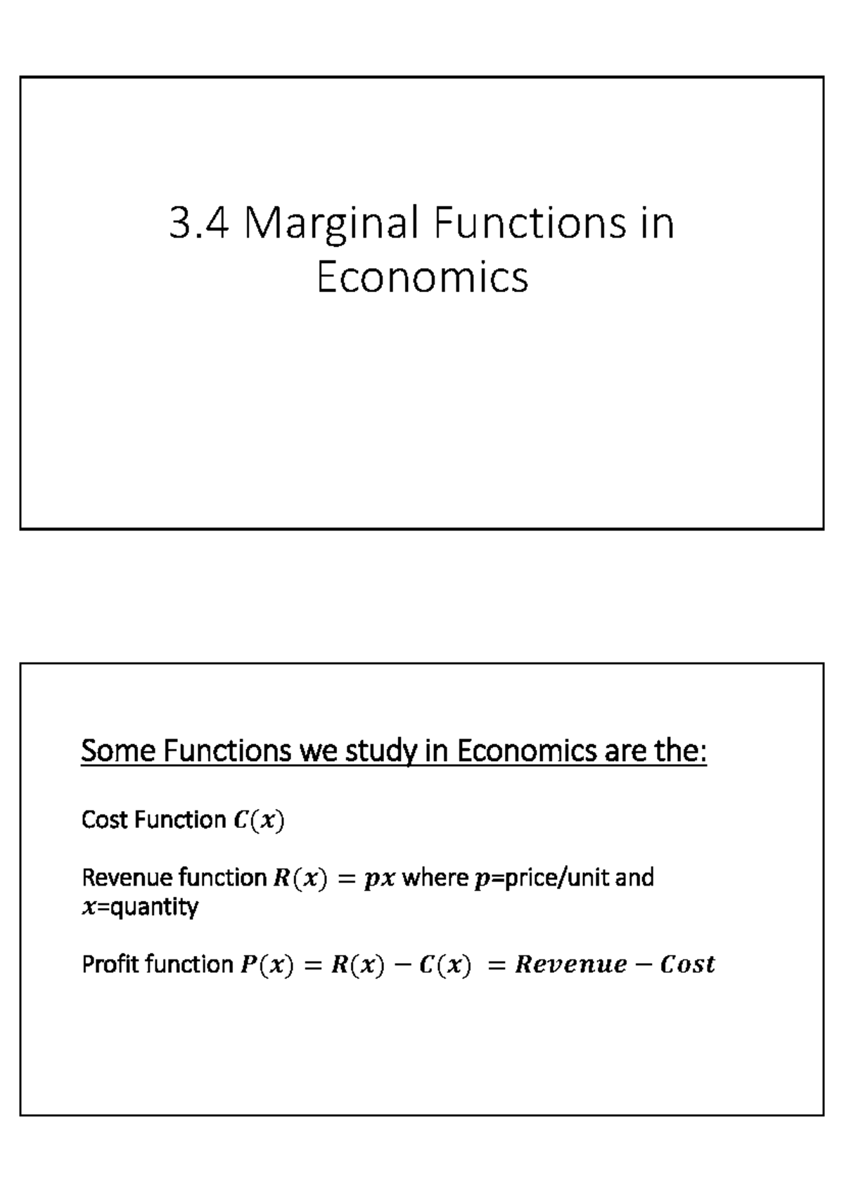 3.4 Marginal Functions in Economics: Cost, Revenue, and Profit Analysis ...