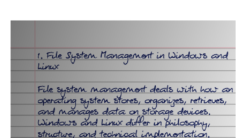 UNIT 5 CASE Study: File System Management in Windows & Linux - Studocu