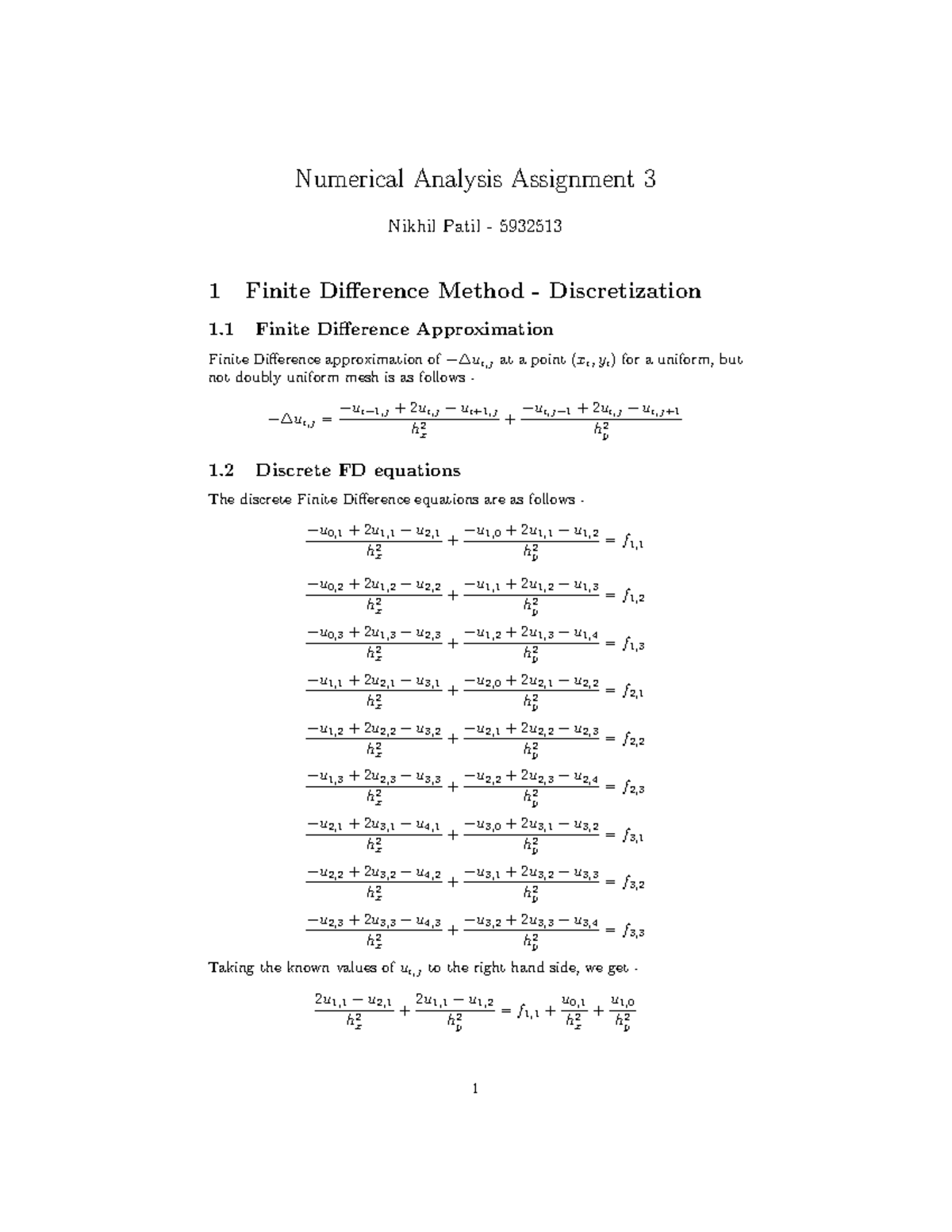 Numerical Analysis Assignment 3 - 6000 − 0. 1600 0 − 0. 6400 0 0 0 0 0 − 0. 1600 1. 6000 − 0 ...