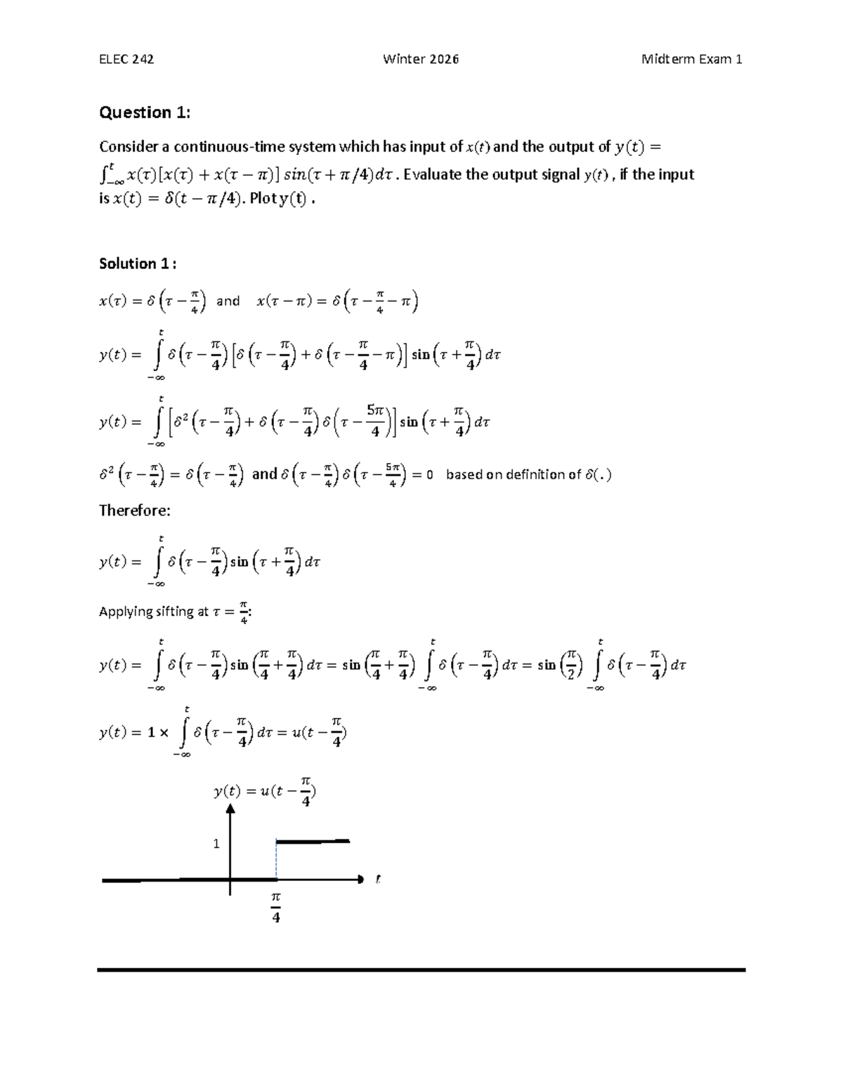 ELEC 242 Winter 2026 Midterm Exam I Solutions - Studocu