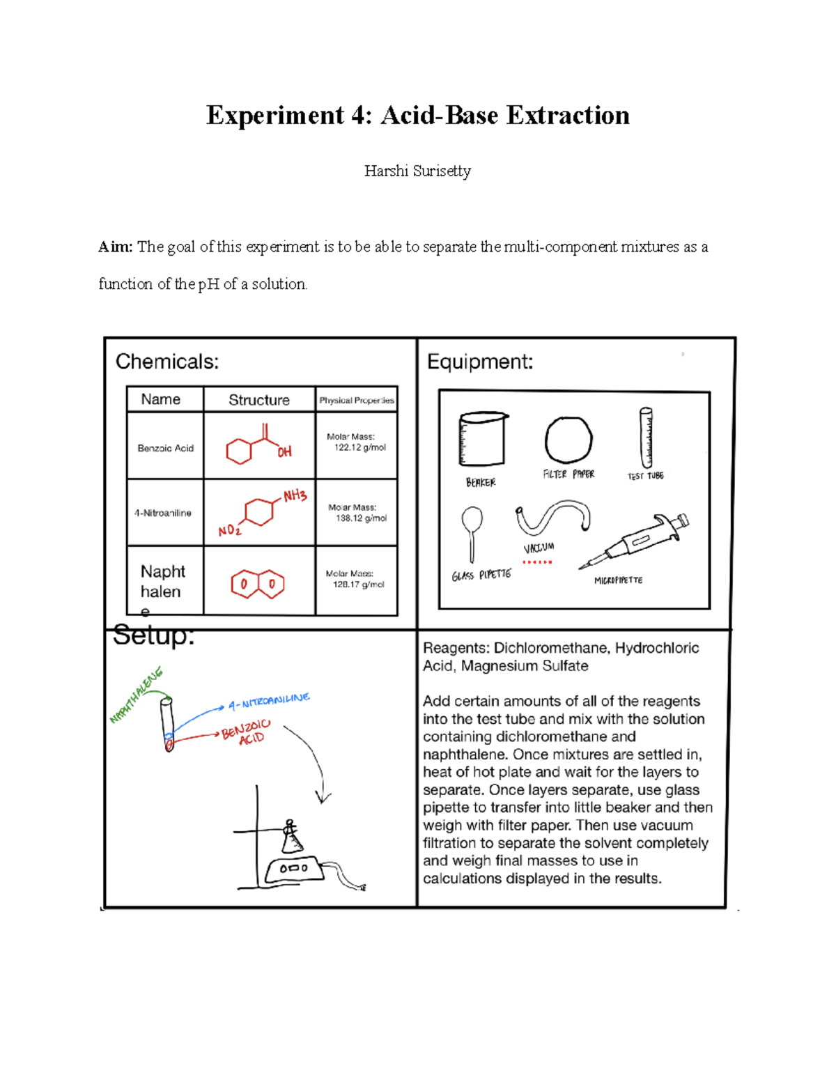 Orgo Lab 4: Acid-Base Extraction Experiment Results and Analysis - Studocu