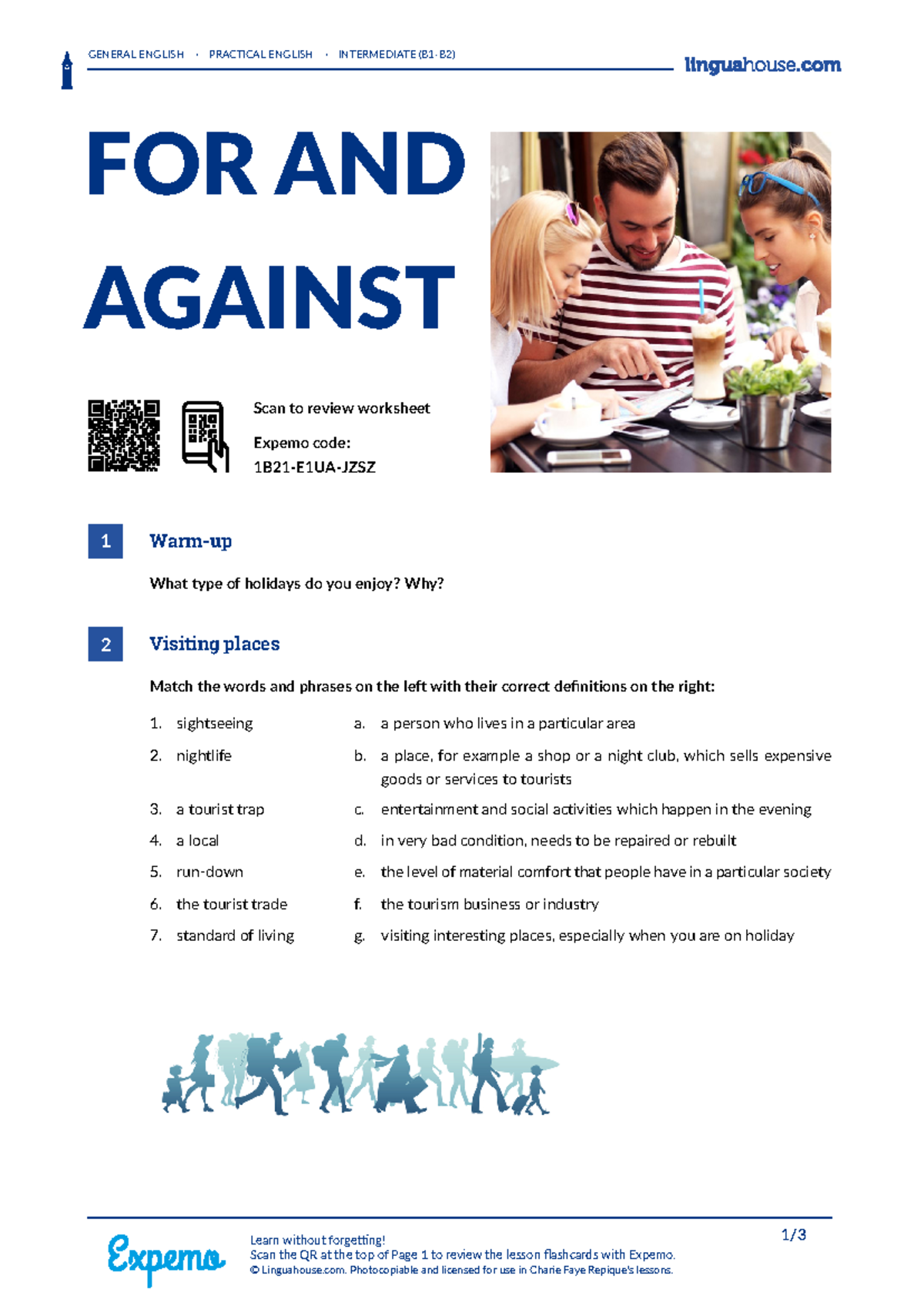 Intermediate (B1-B2) ESL: For and Against Tourism Discussion Guide ...