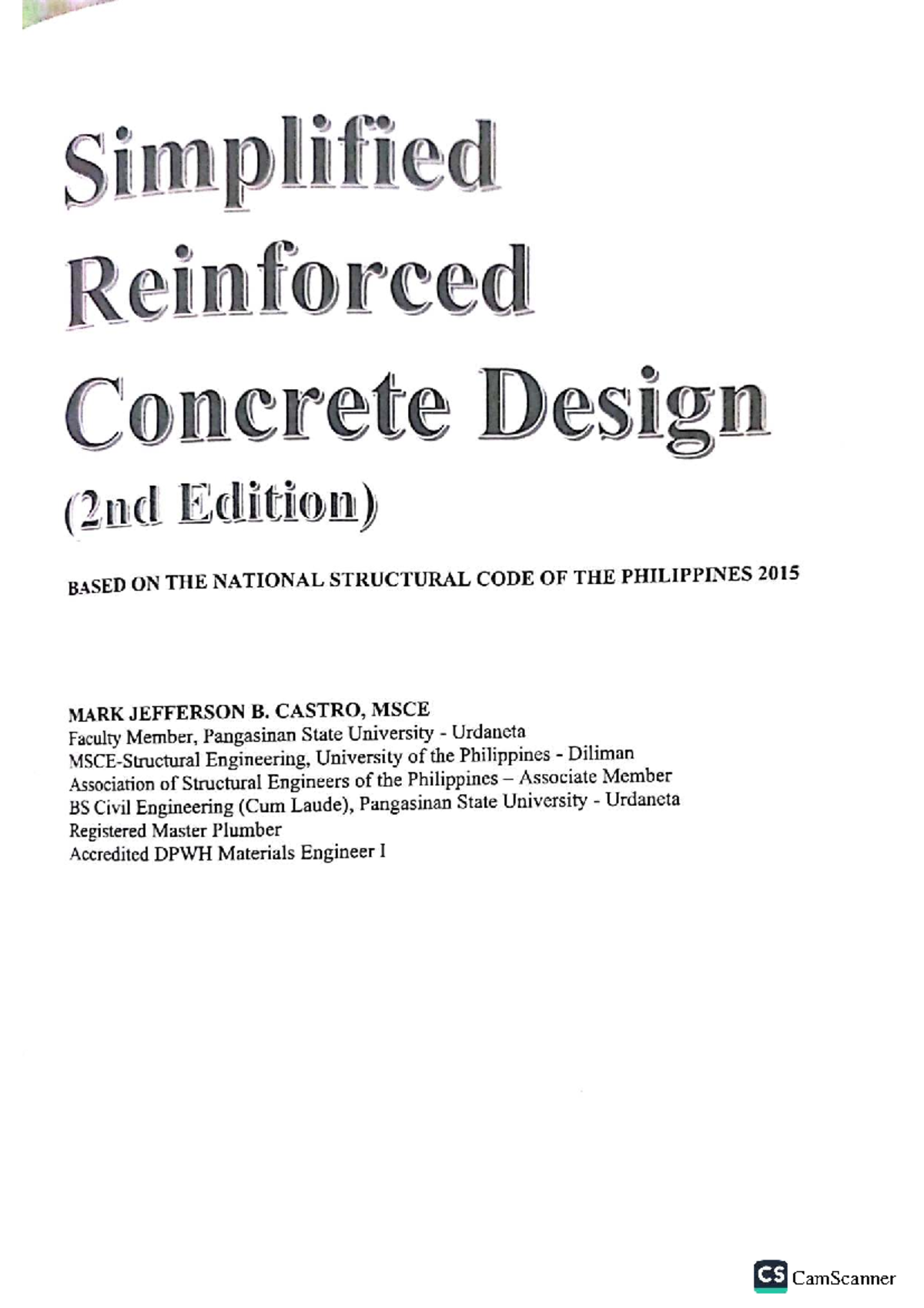 Simplified Reinforced Concrete Design (2nd Ed.) - NSCP 2015 - Studocu