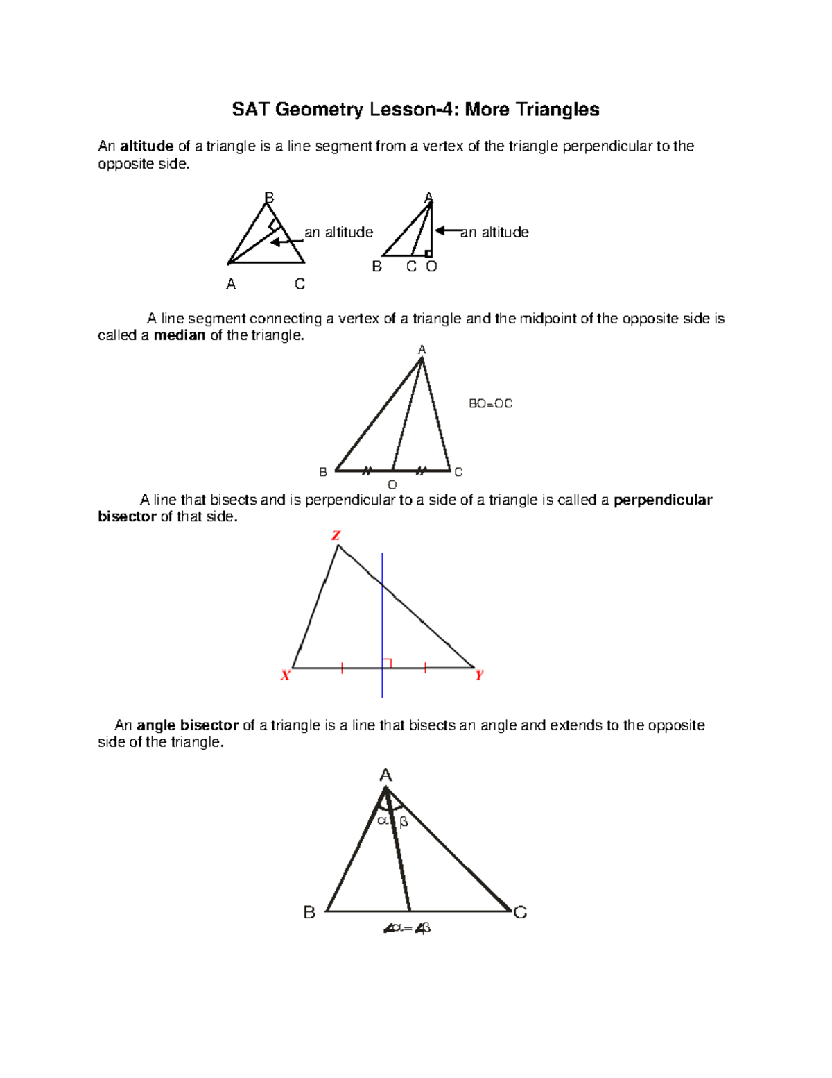 SAT Geometry: Triangle Area, Centroids, and Properties - Studocu