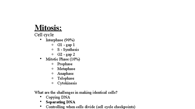 Mitosis and Meiosis: Cell Division & Chromosomal Inheritance (BIO101) - Studocu
