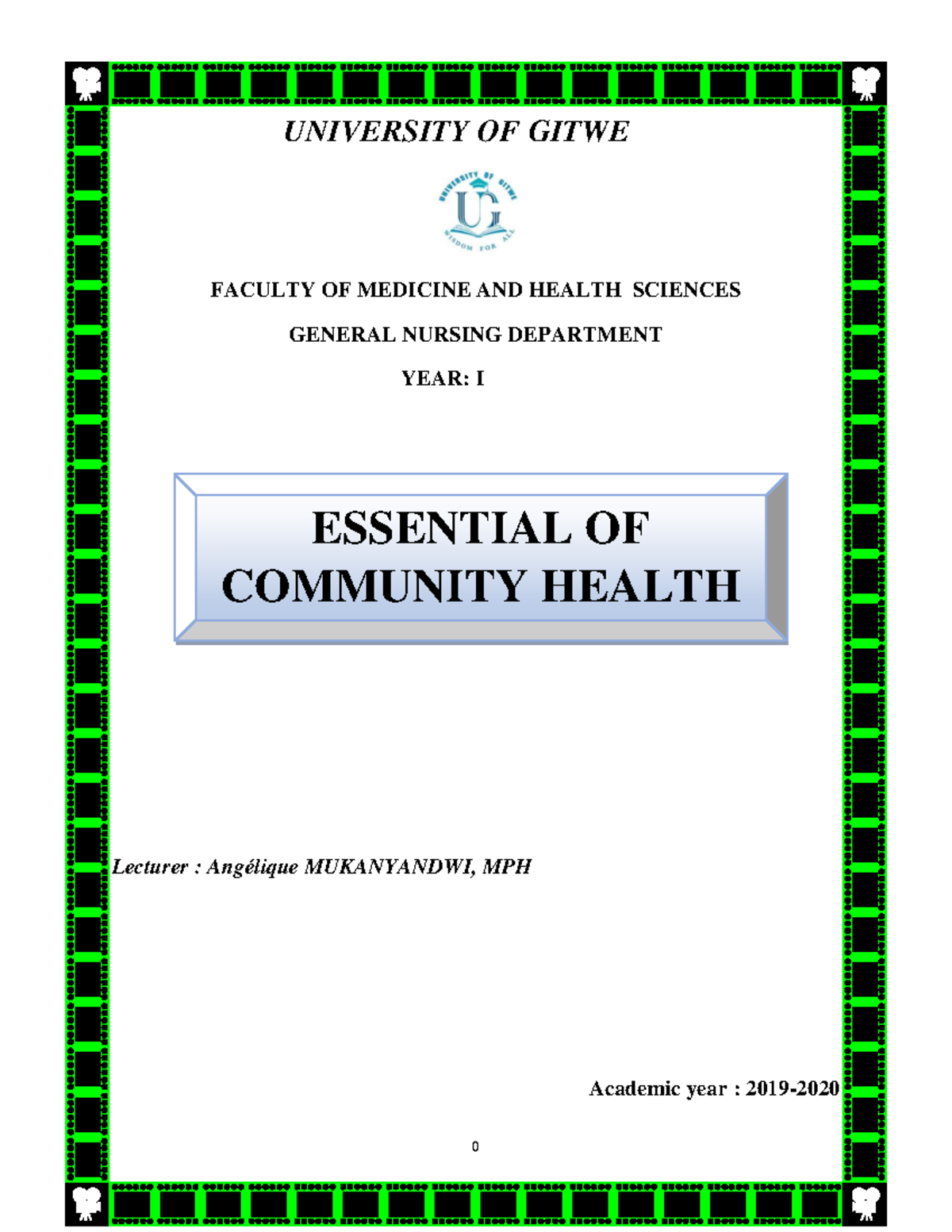 Health Education Notes( Community Health Notes) - UNIVERSITY OF GITWE ...